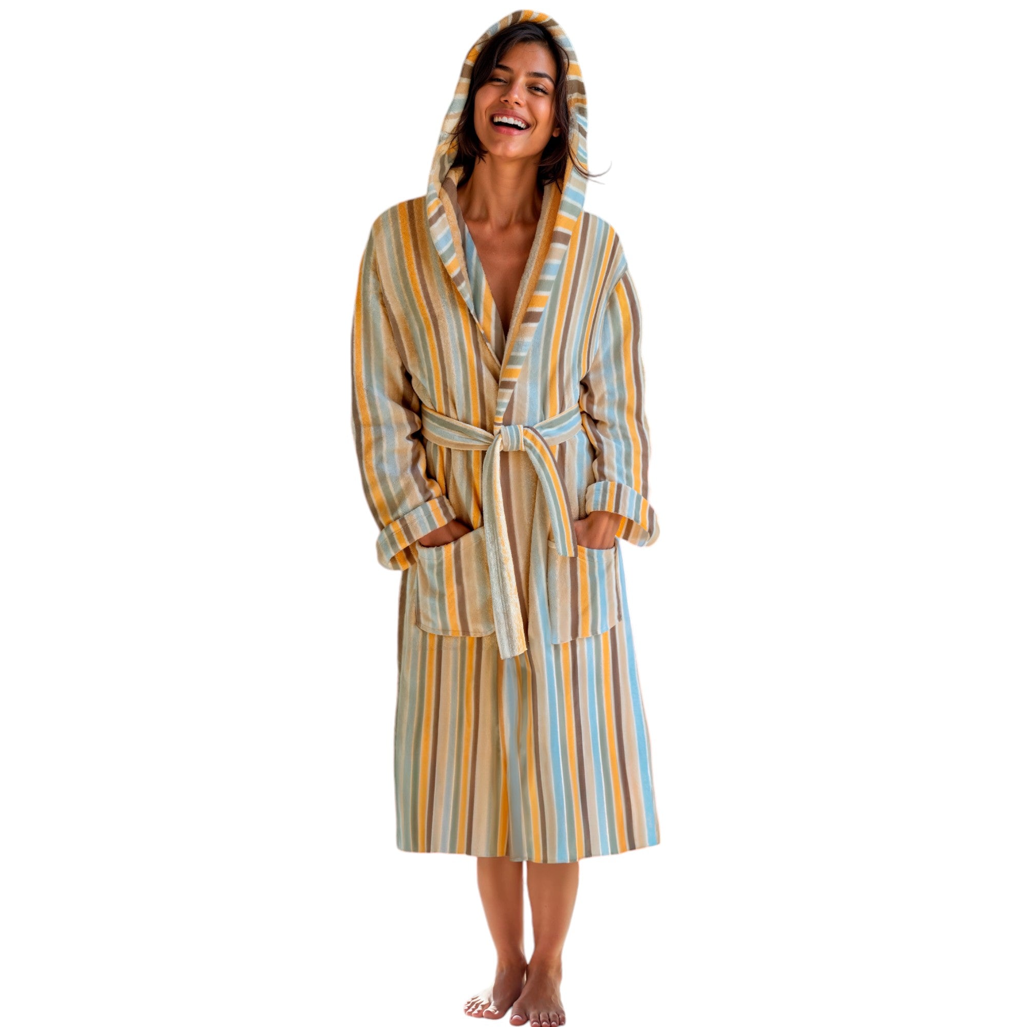 Boskimo Henry - Peignoir en Velours 100% Coton - Rayé - M | Leroy Merlin