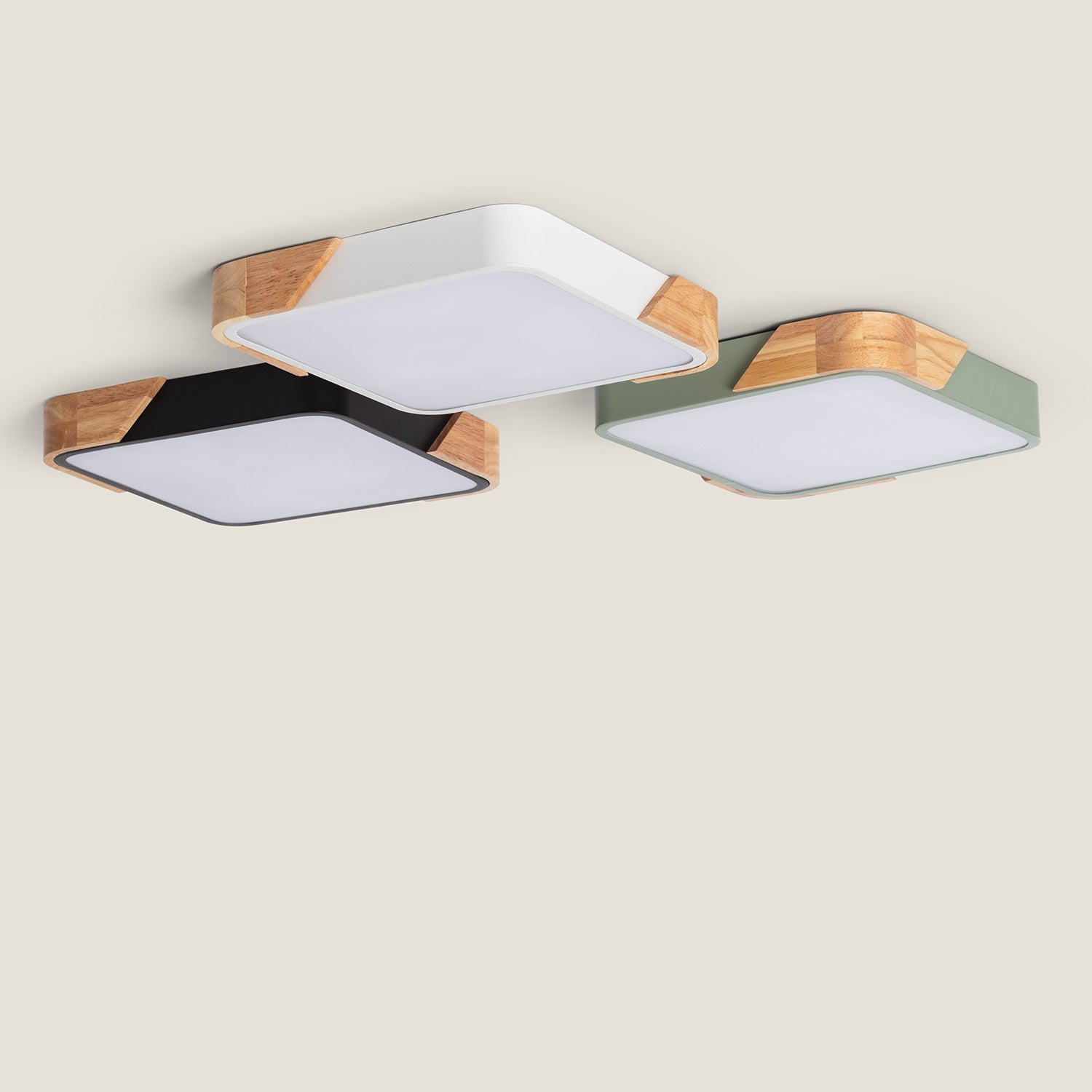 Plafonnier LED 18W Carré 325x325 mm CCT Sélectionnable Semi-Dari Vert ...