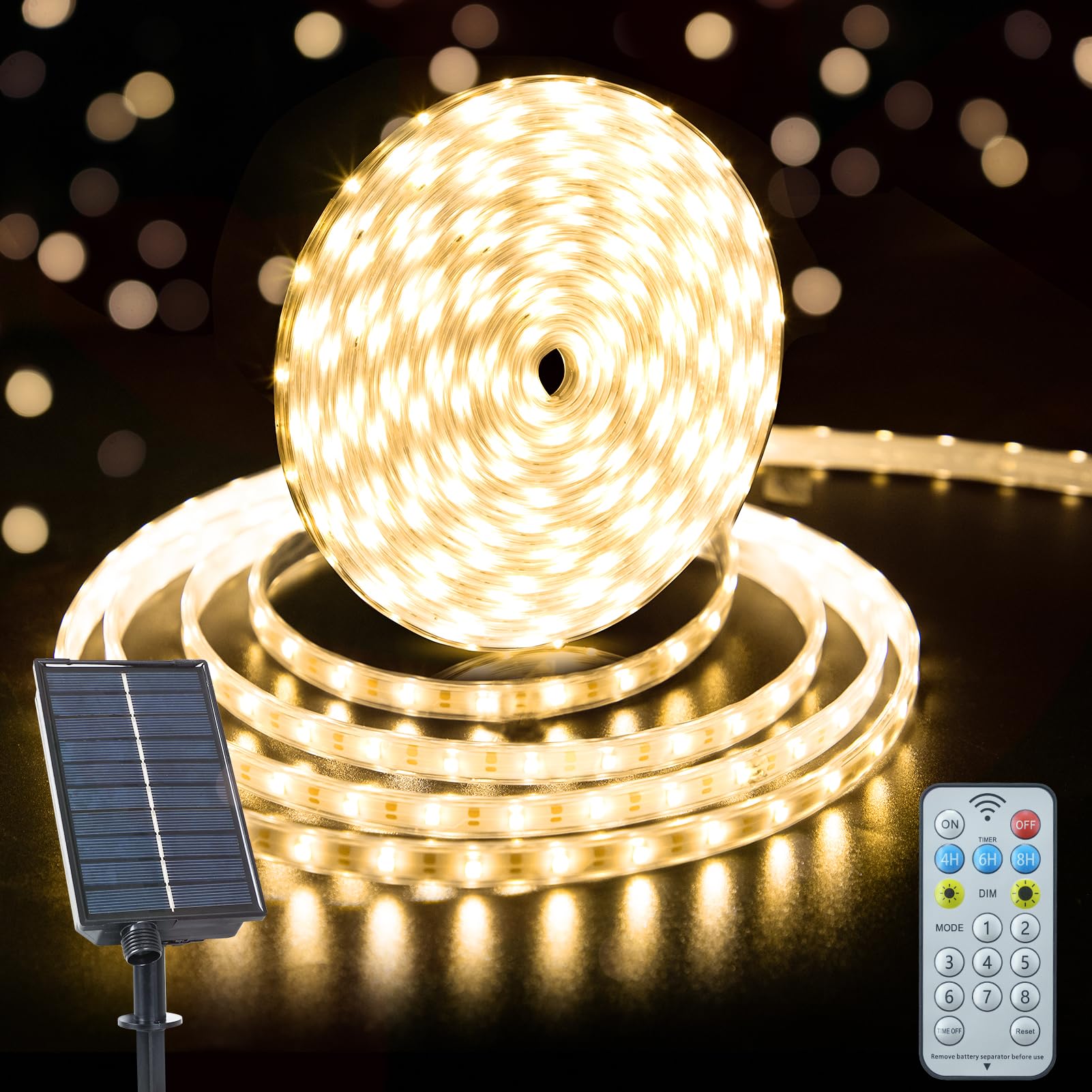 M tira de luz LED solar exterior resistente al agua con temporizador ...