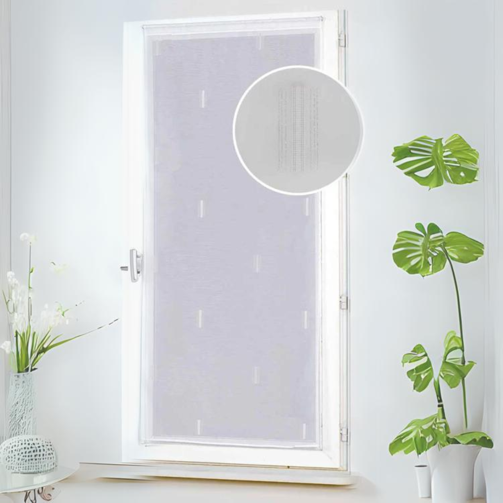 Store Droit Motif Tissé "Petits Traits" - Blanc - 80x210 cm - Polyester ...