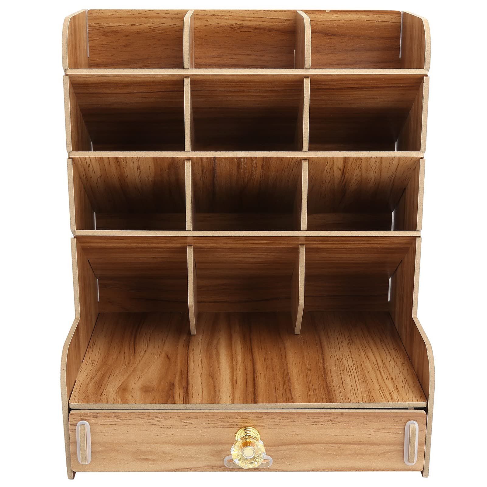 Estantería de madera para escritorio, soporte multifunción para bolígrafos, caja de papelería ...