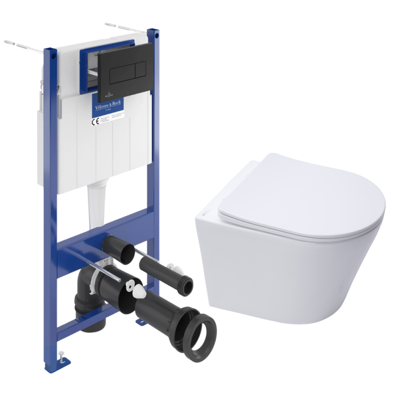 Pack WC Bâti-support sol mur + WC SAT Infinitio sans bride + Abattant ...