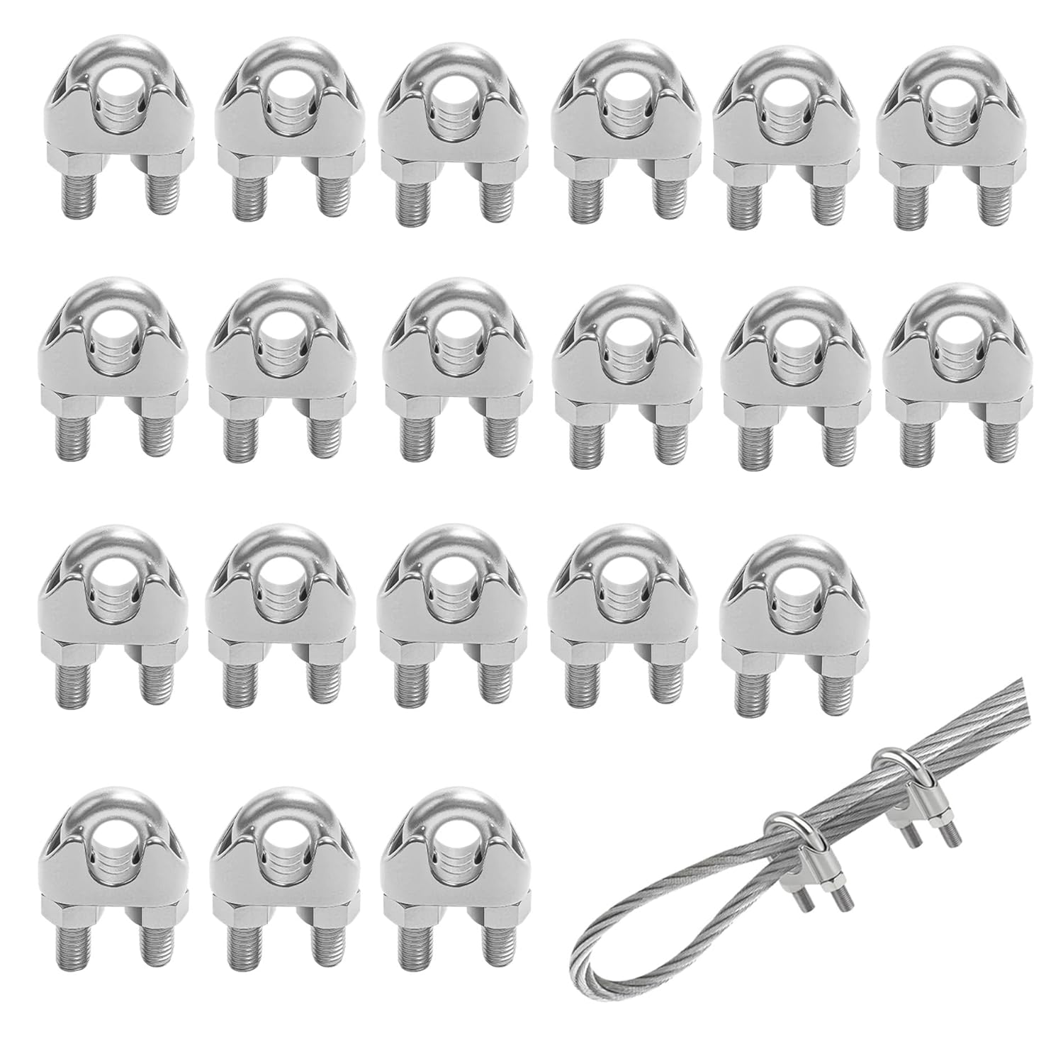 Lot de 20 Serre Cable Acier 5mm,304 Serre Cable Inox,Éviter la Rouille ...