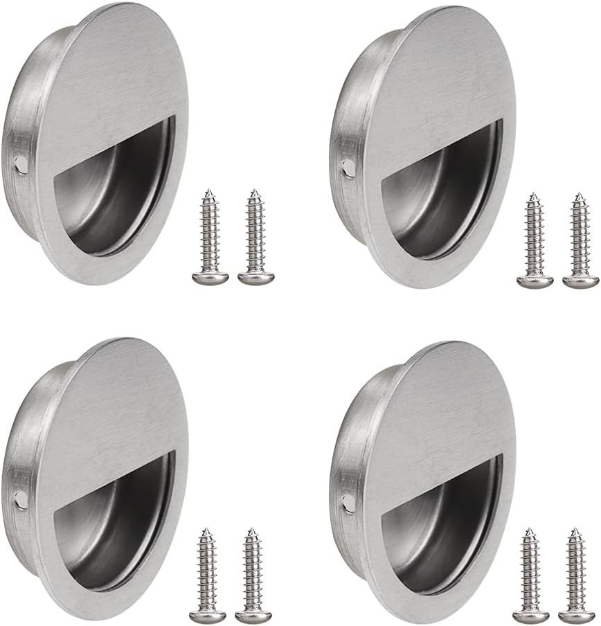 4 Pièces Poignée Ronde de Porte Coulissante Poignée Encastrée Ronde de ...