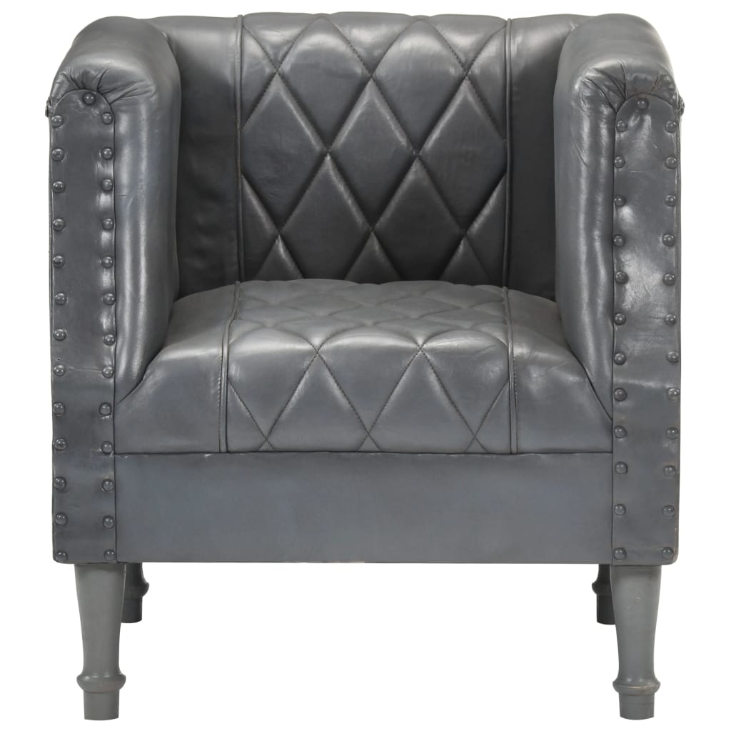 Chaise de salon | Chaise cabriolet Gris Cuir véritable de chèvre ...