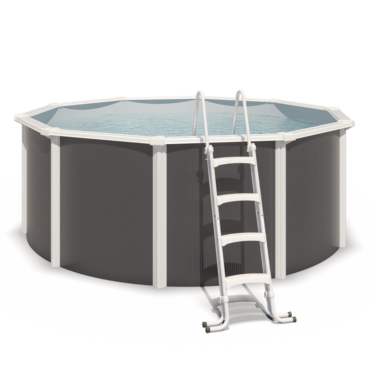 Piscine hors sol acier ronde Ø 3,65 x 1,32 m anthracite VARUNA | Leroy ...