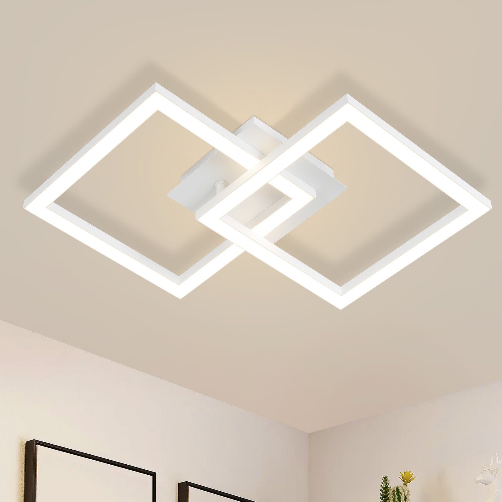 NETTLIFE Plafonnier LED géométrique 24W, éclairage de plafond pour ...