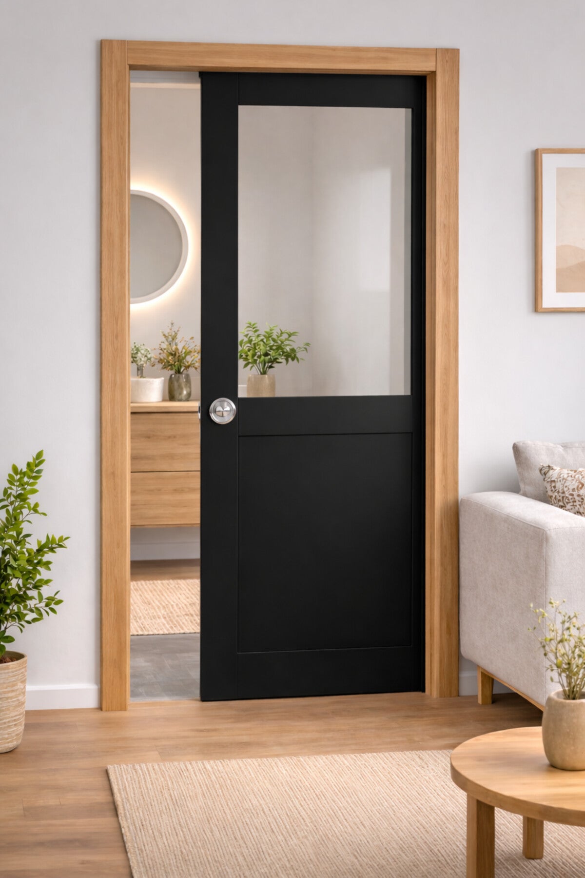 Porte Coulissante Atelier Noir H204 X L73 Cm Sans Meneau, Galandage ...