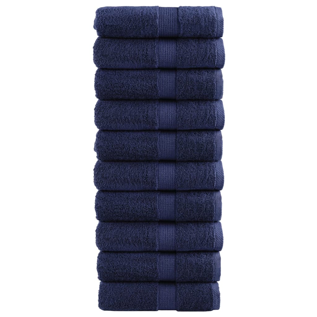 Serviettes de toilette premium SOLUND 10 pièces Bleu marine 30 x 30 cm ...