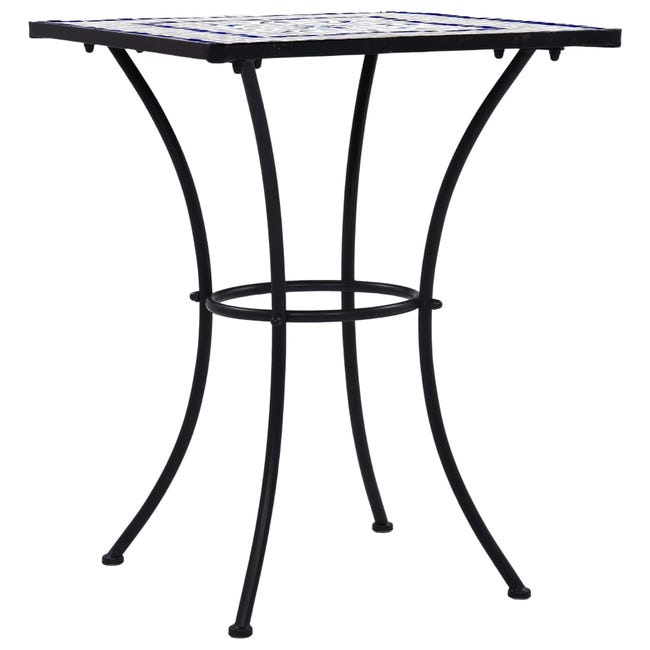 Table De Bistro Table De Cuisine Table Haute Mosaïque Bleu Et Blanc 60 Cm Céramique