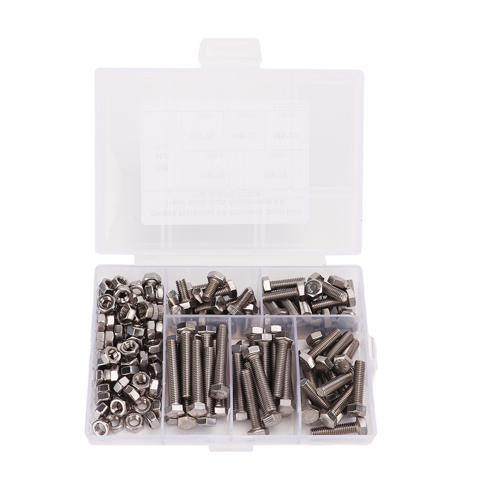 Kit d'assortiment de boulons et d'écrous hexagonaux en acier inoxydable 304 avec boîte de ...
