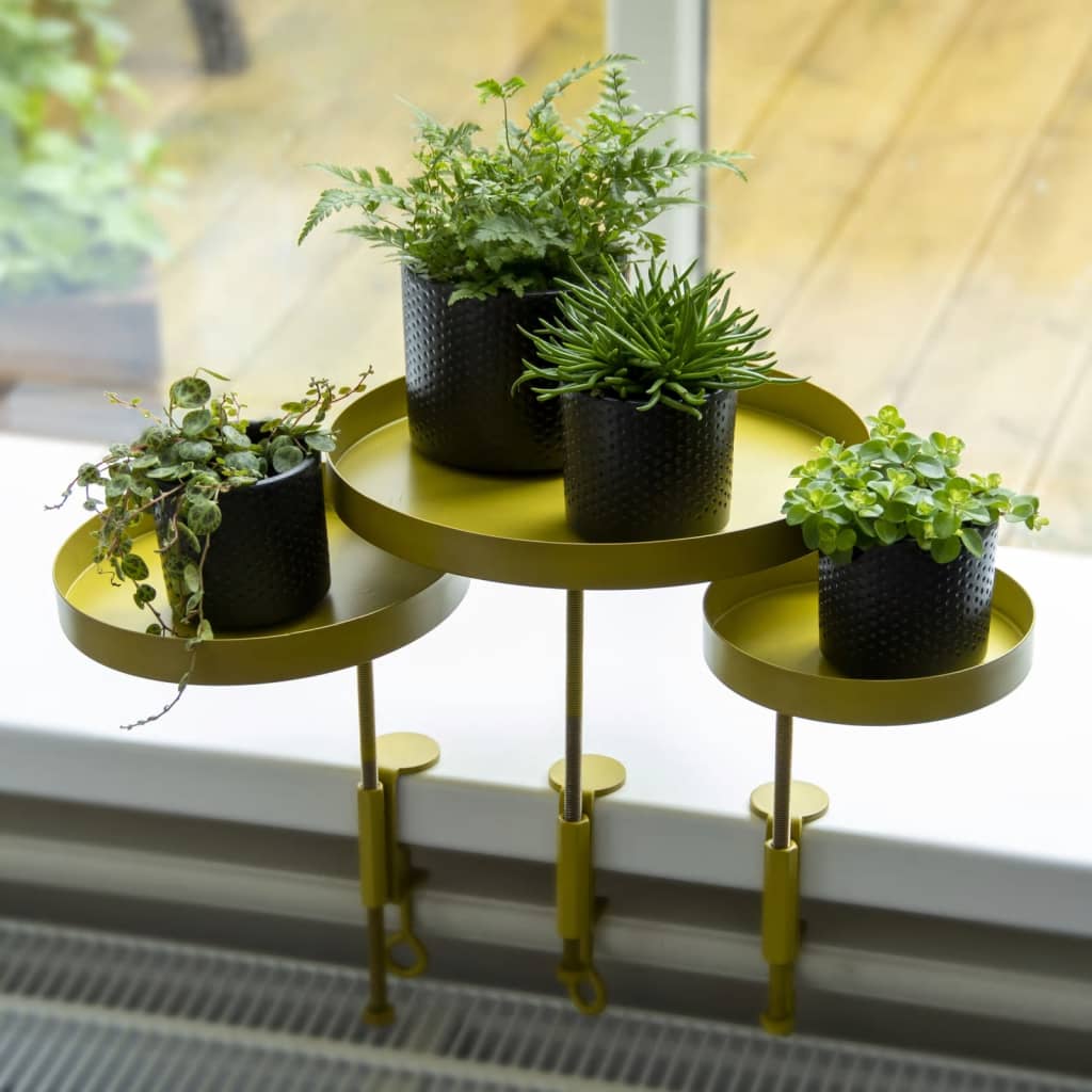 Bandeja para plantas redonda dorada M con clip de Esschert Design ...