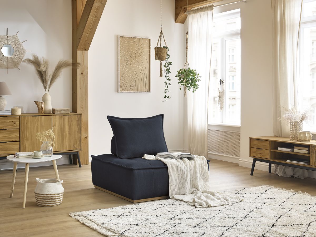 BOBOCHIC Chauffeuse 1 place sans accoudoirs ELISA Bleu foncé | Leroy Merlin