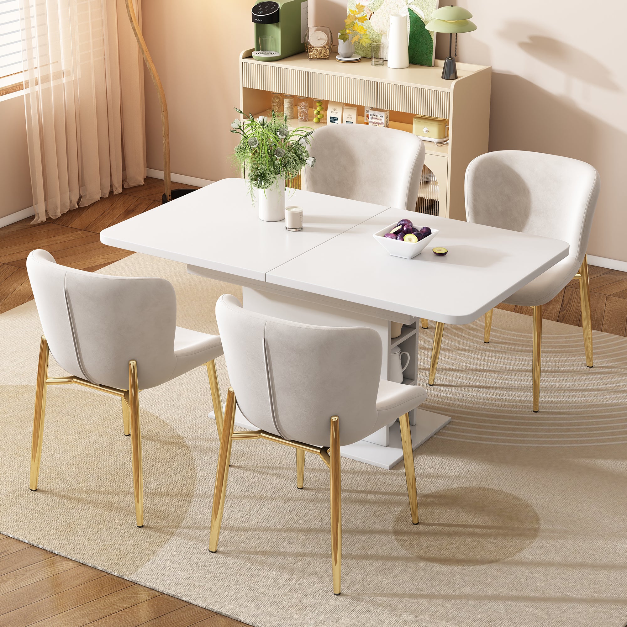 Ensemble table et 4 chaises - table extensible avec rangement - chaise ...