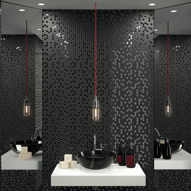 Azulejo hexagonal negro: diseño duradero para suelos