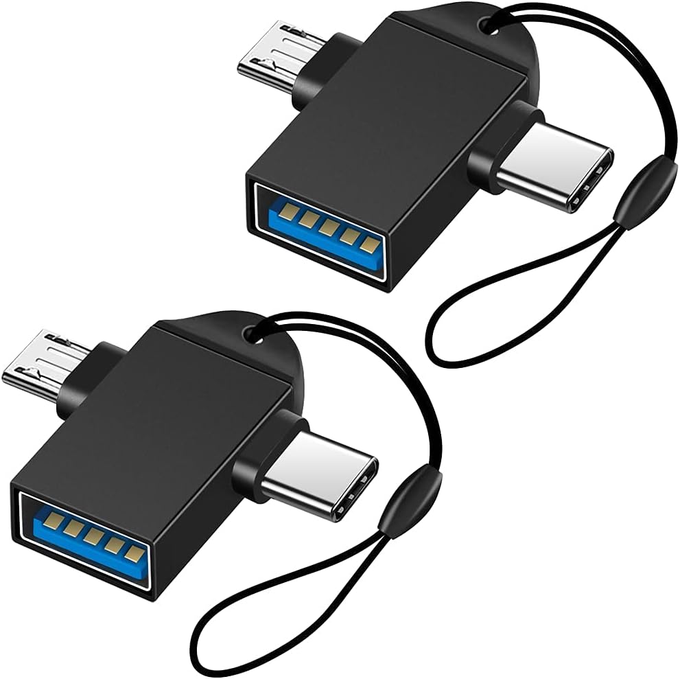 Adaptador 2 en 1 Micro USB/USB-C a USB 3.0 con cordón (paquete de 2 ...