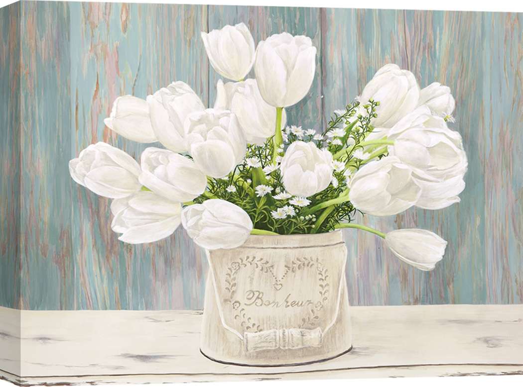 Cuadro florero Shabby chic, estampado sobre lienzo - Remy Dellal ...