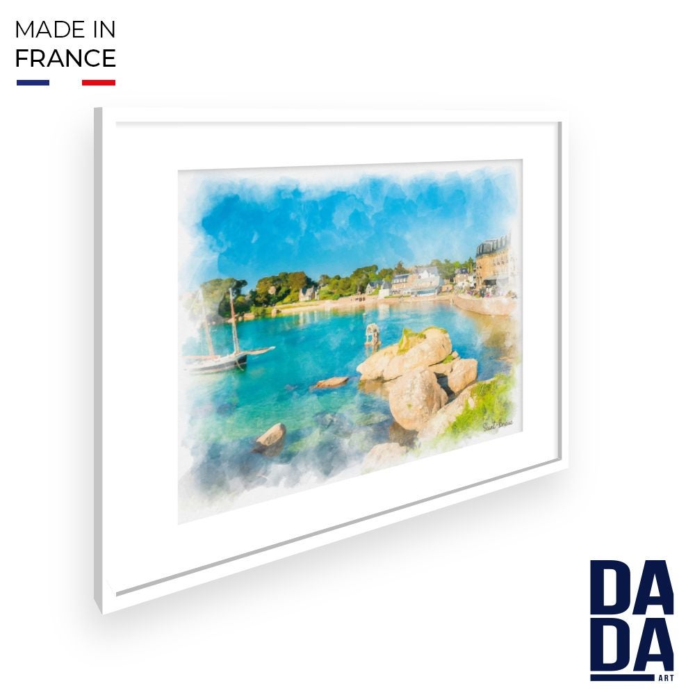 Image encadrée Côte de Saint-Brieuc / 30x40 cm / Cadre Blanc / Fabriqué ...