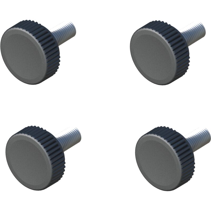 4x vis pied M6 x 10 bouton moleté tête plastique molette meuble table ...