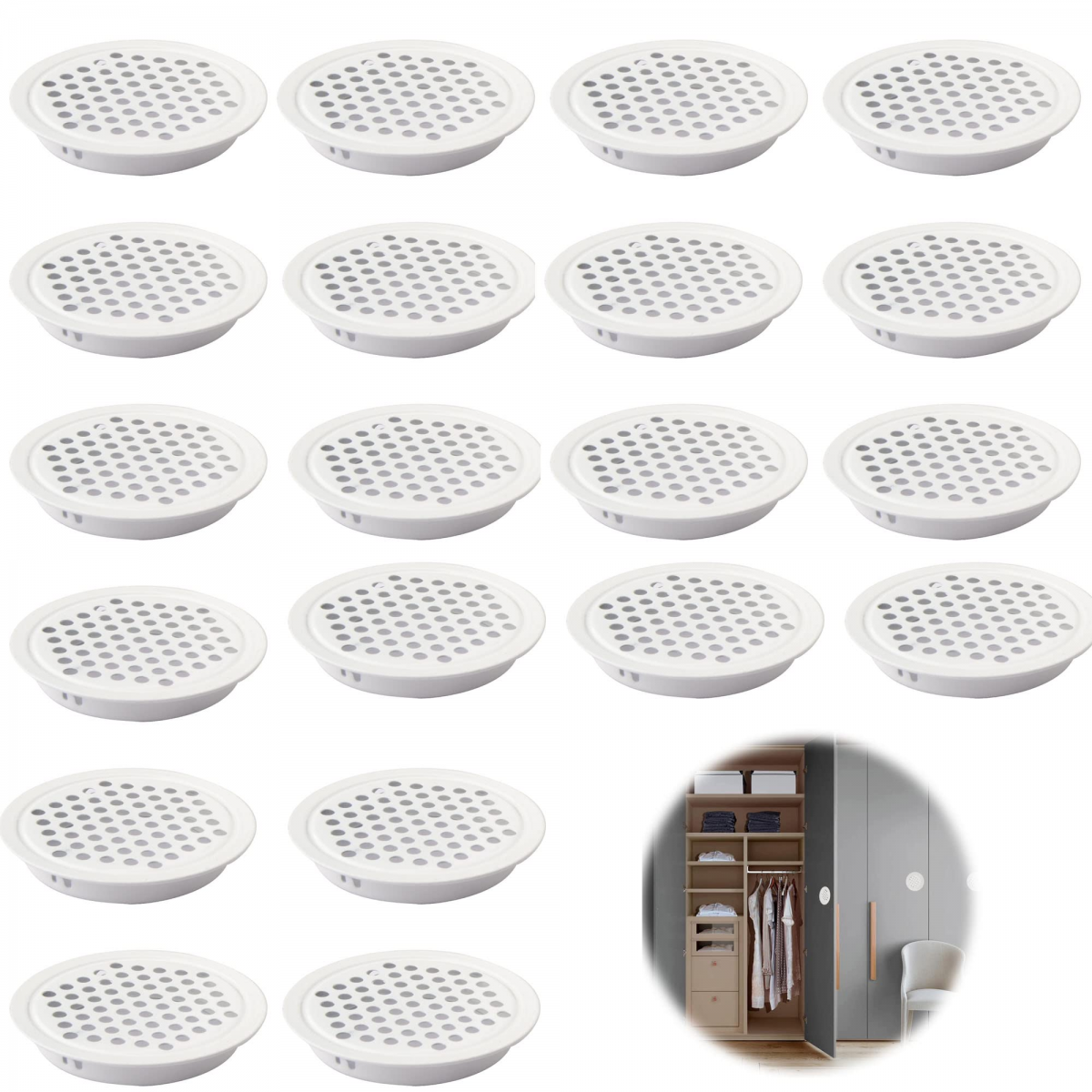 Grille Ventilation Inox Ronde 35mm 20pcs pour Cuisine Armoire Meubles ...