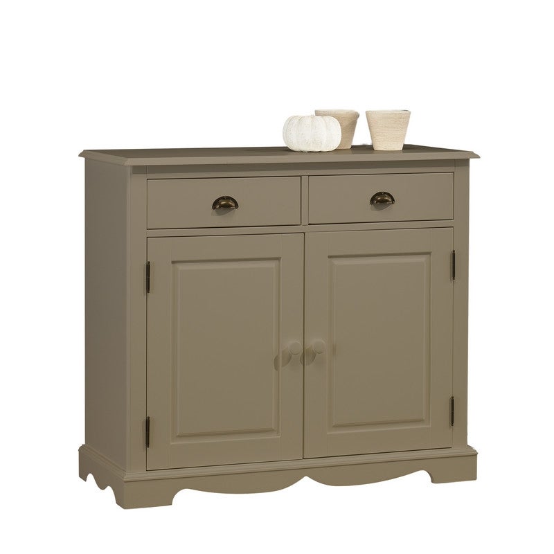 Buffet 2 Portes 2 Tiroirs Gris Taupe 2 Niches Style Anglais L 101 H 90 ...
