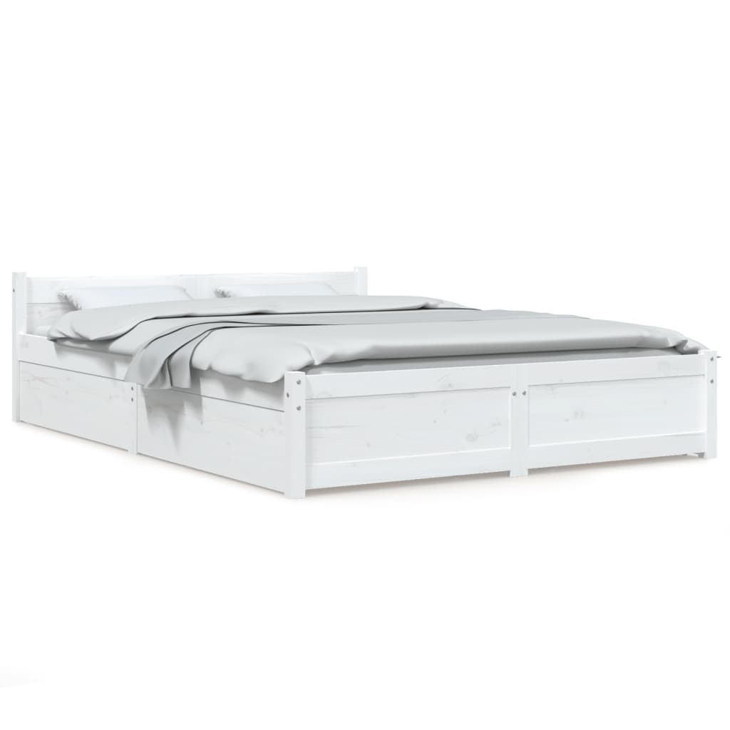 Lit double | Lit adulte | Cadre de lit avec tiroirs Blanc 120x200 ...