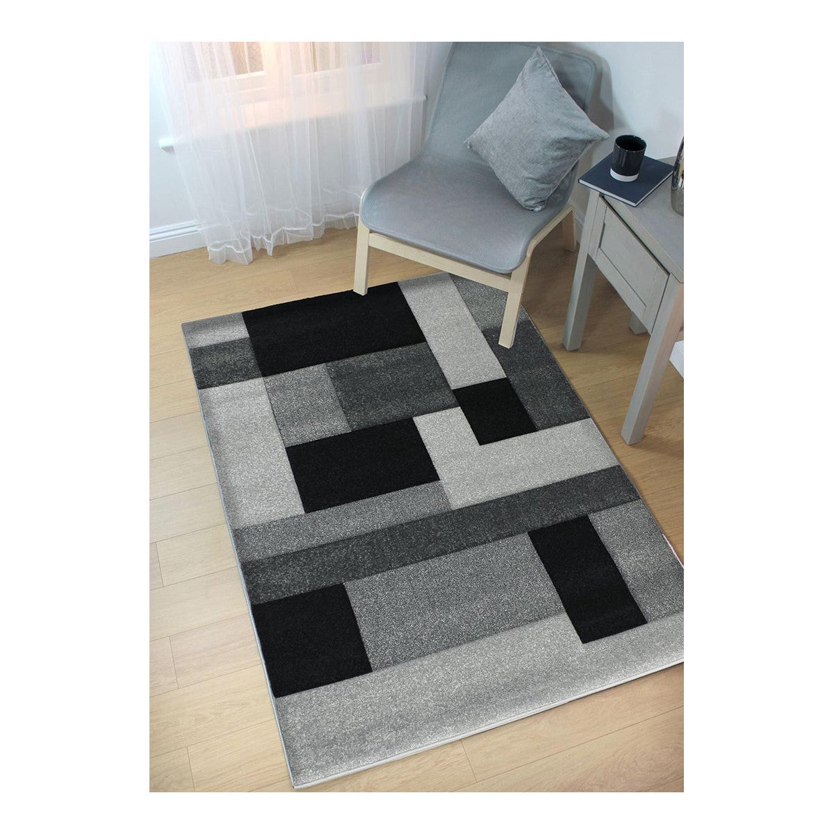 Tapis cubisme en polypropylène Gris 200x290 COSMOS | Leroy Merlin