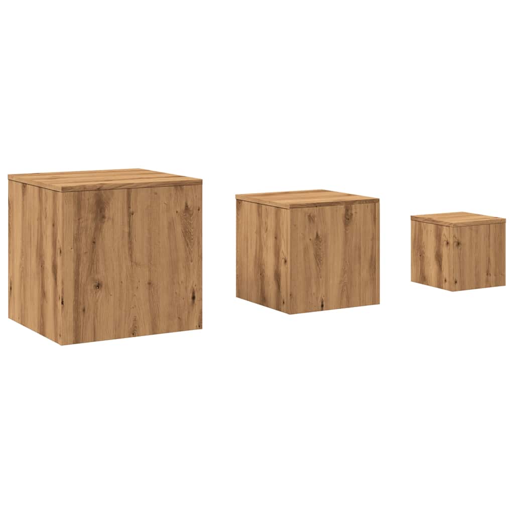 Tables d'appoint 3 pcs chêne artisanal bois d'ingénierie - COMFORTXL ...