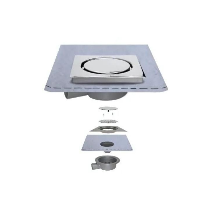 Sumidero de Ducha Atornillable Inox 15x15 cm con Tela | Leroy Merlin