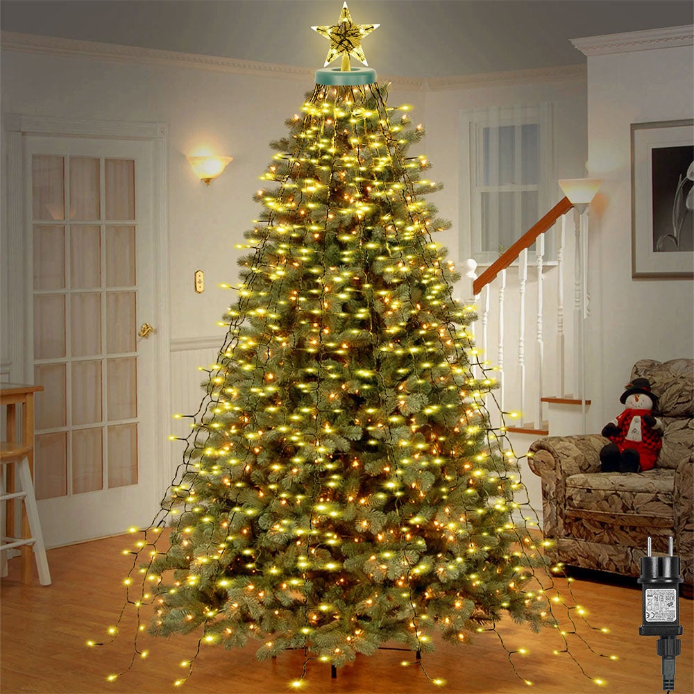 Guirnalda luminosa para árbol de Navidad con estrella 2M 410LED 8 Modos ...