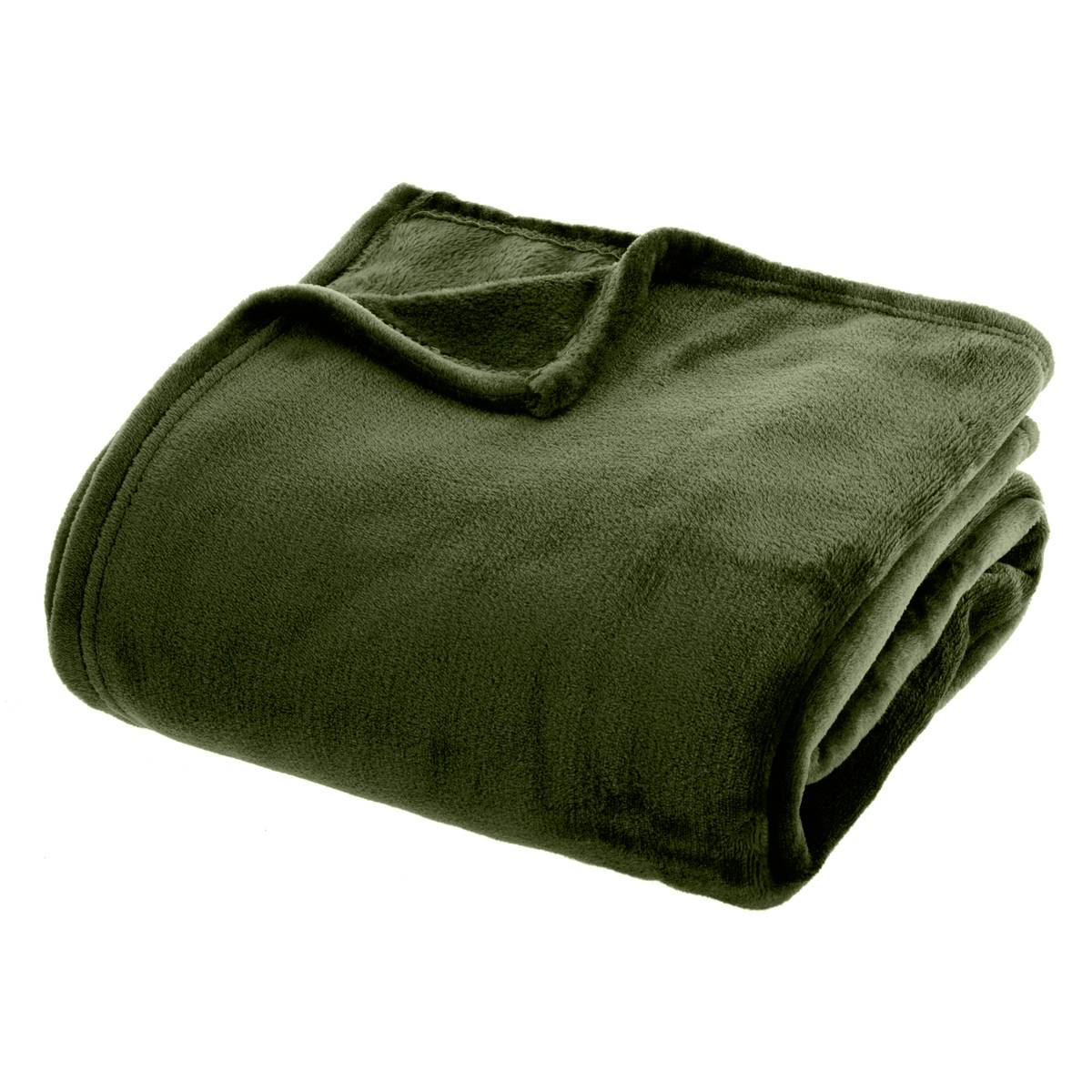Plaid uni en flanelle - vert kaki 180x230 cm - Atmosphera créateur d ...