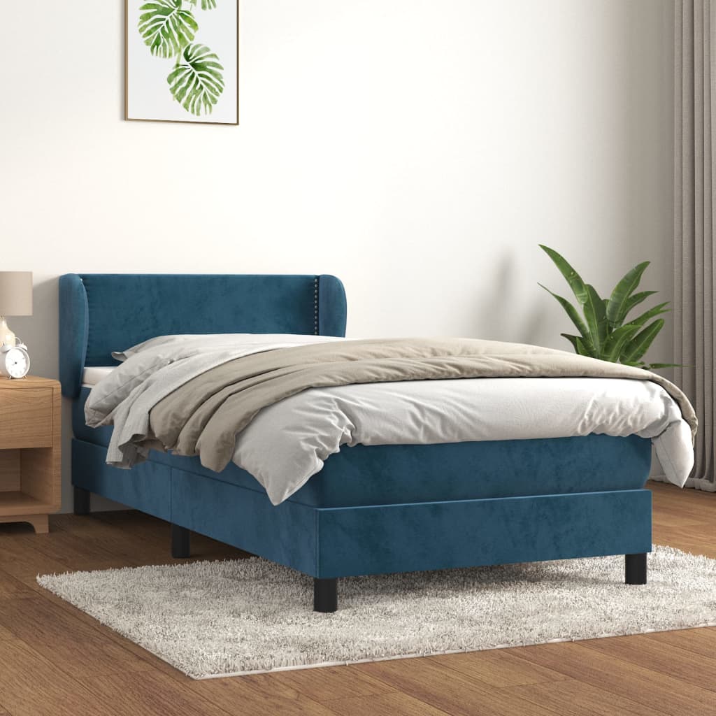 Lit à sommier tapissier et matelas Bleu foncé 80x200 cm Velours | Leroy ...