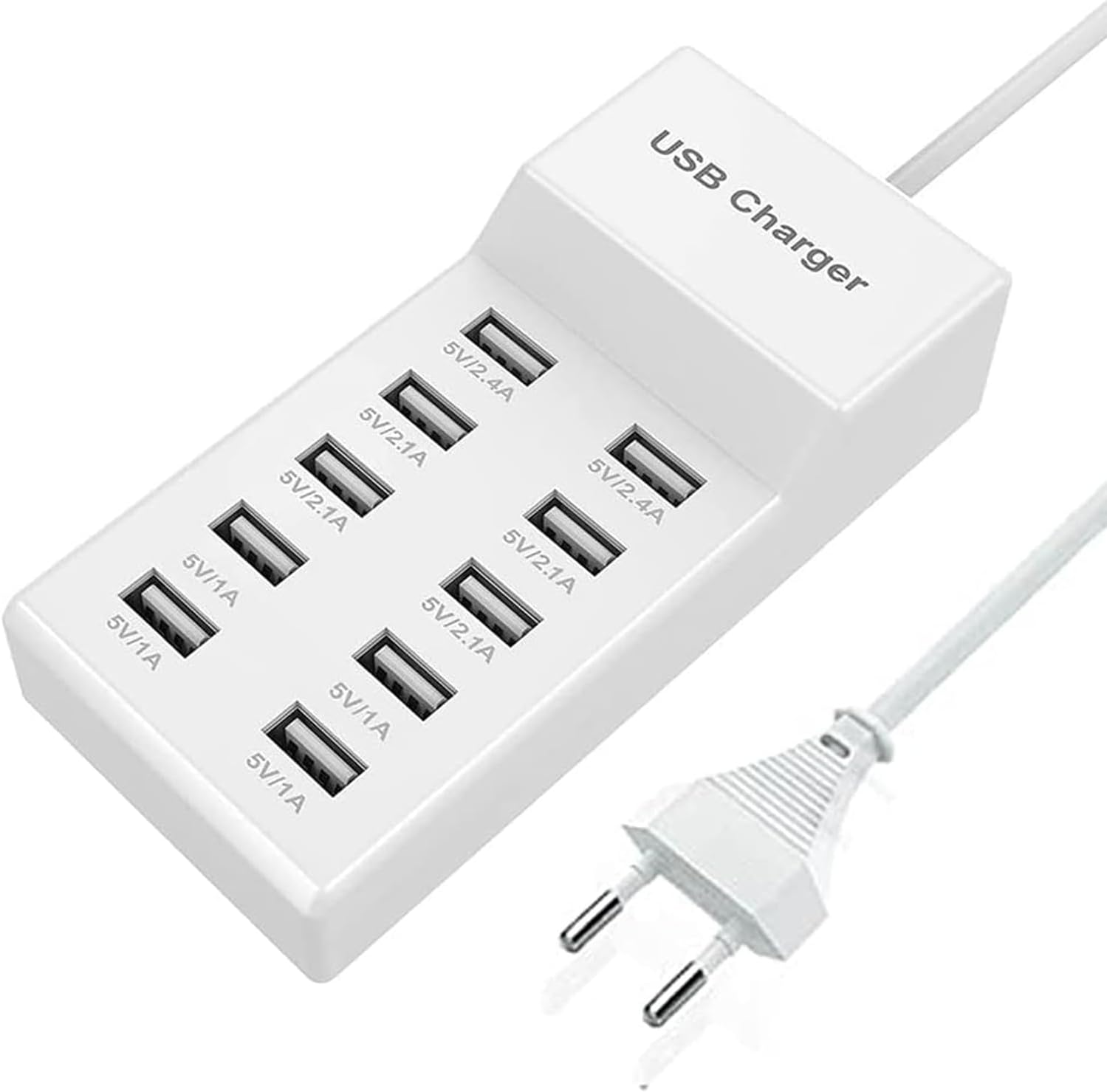 Cargador USB múltiple - Estación de carga USB de 50 W - Adaptador de corriente USB de 10 puertos ...