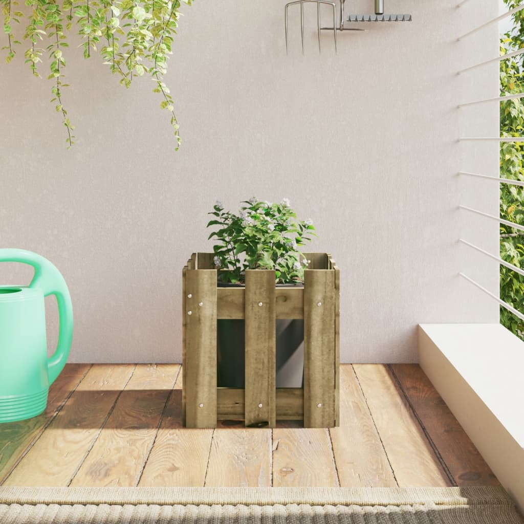 Jardinière avec design de clôture 30x30x30 cm pin imprégné | Leroy Merlin