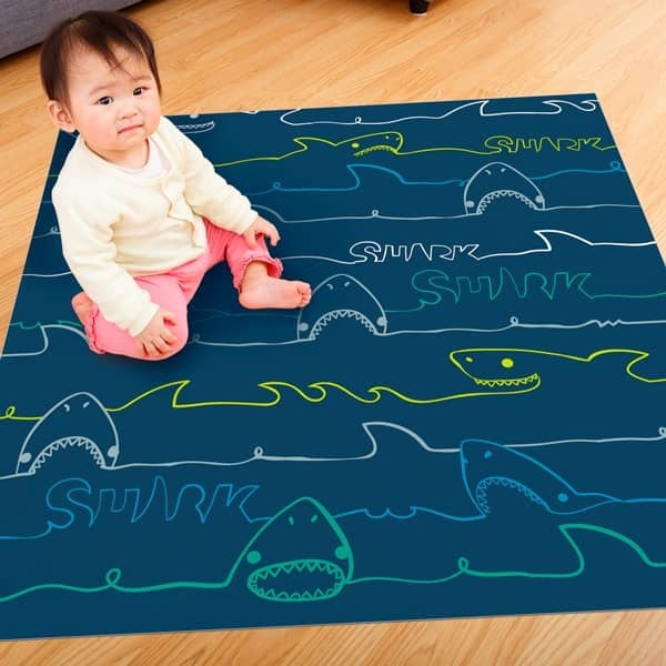 Tapis Vinyle carré motifs requins 120 X 120CM | Leroy Merlin