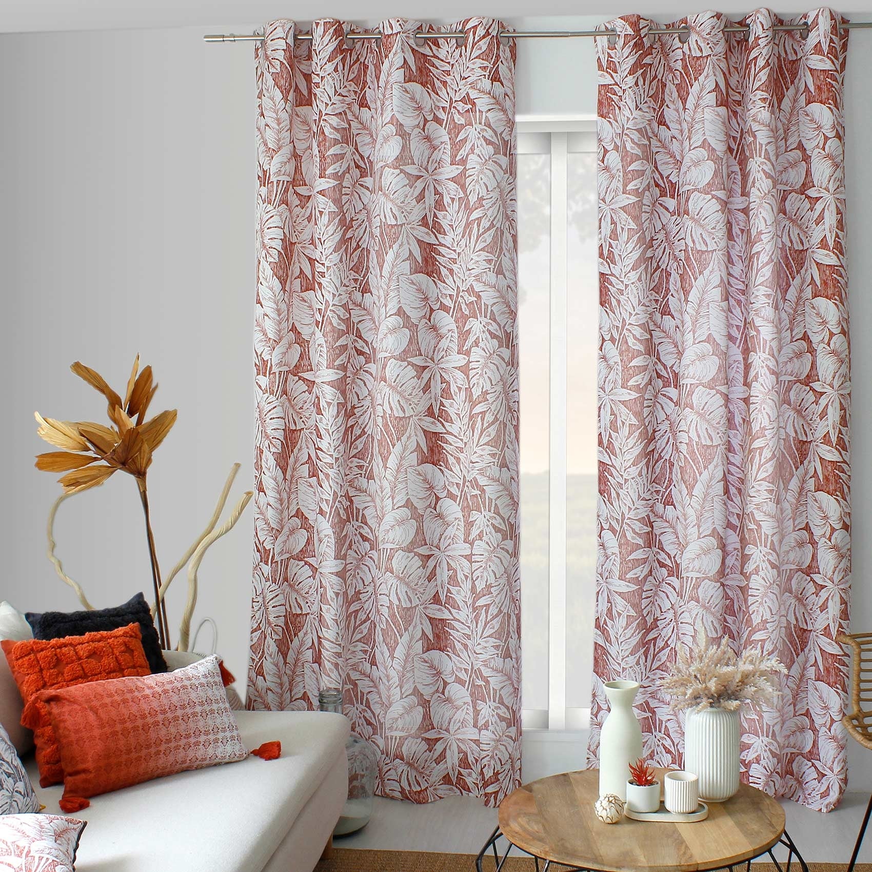 Rideau tamisant au style exotique - Brique - 135x240 cm - Polyester ...