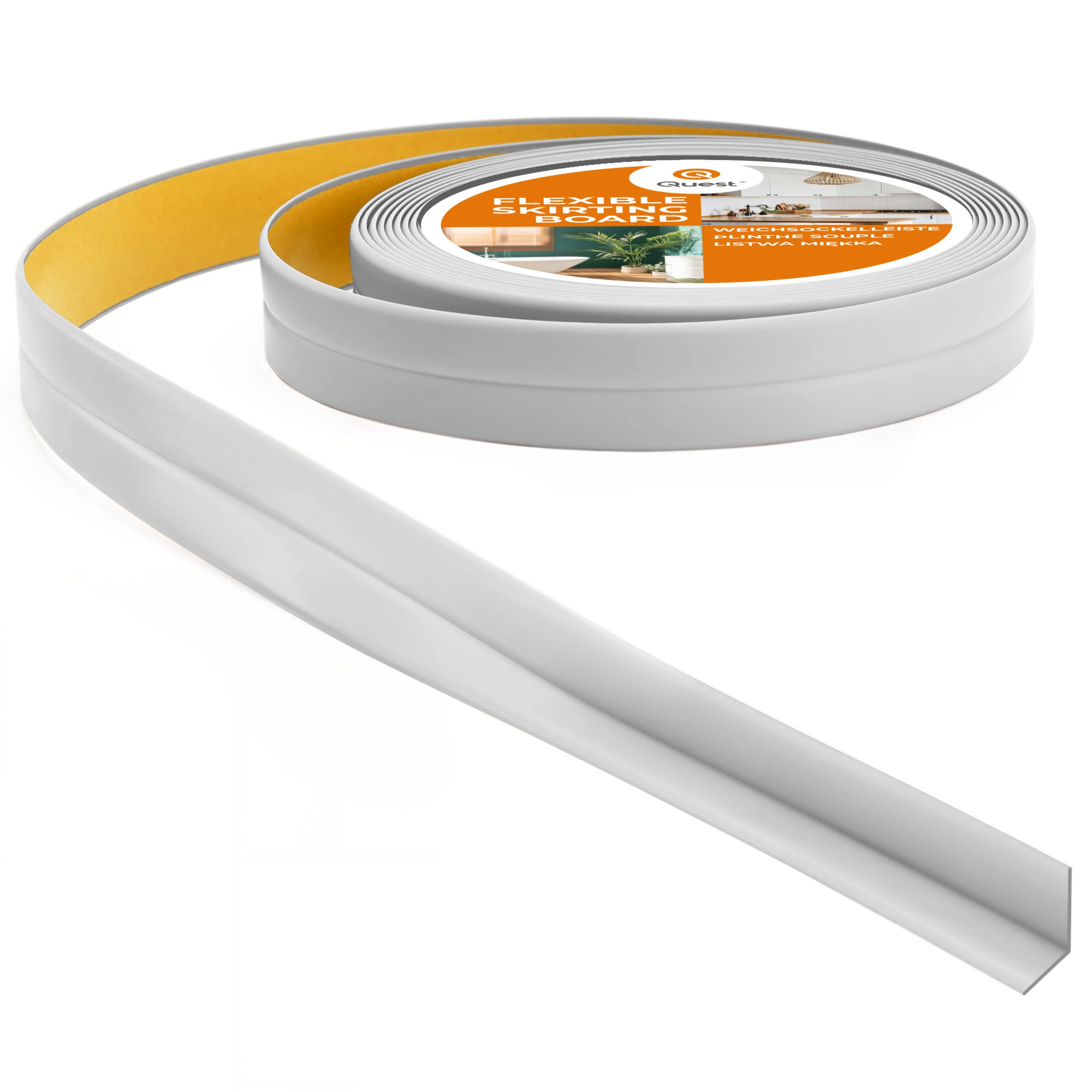 Rodapié PVC blando adhesivo 10x10 mm - flexible, pared y suelo, gris ...