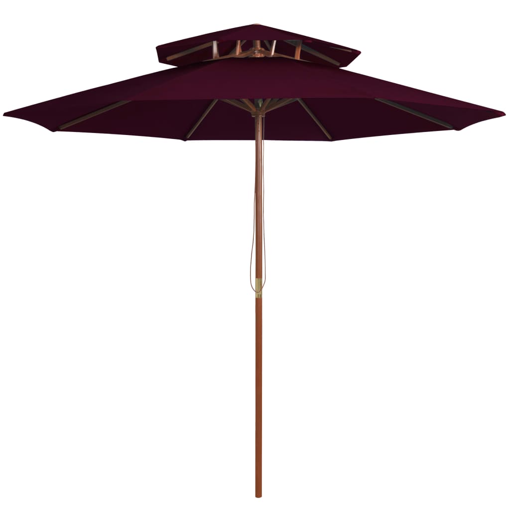 Parasol double | Parasol de jardin avec mât en bois Rouge bordeaux 270 ...