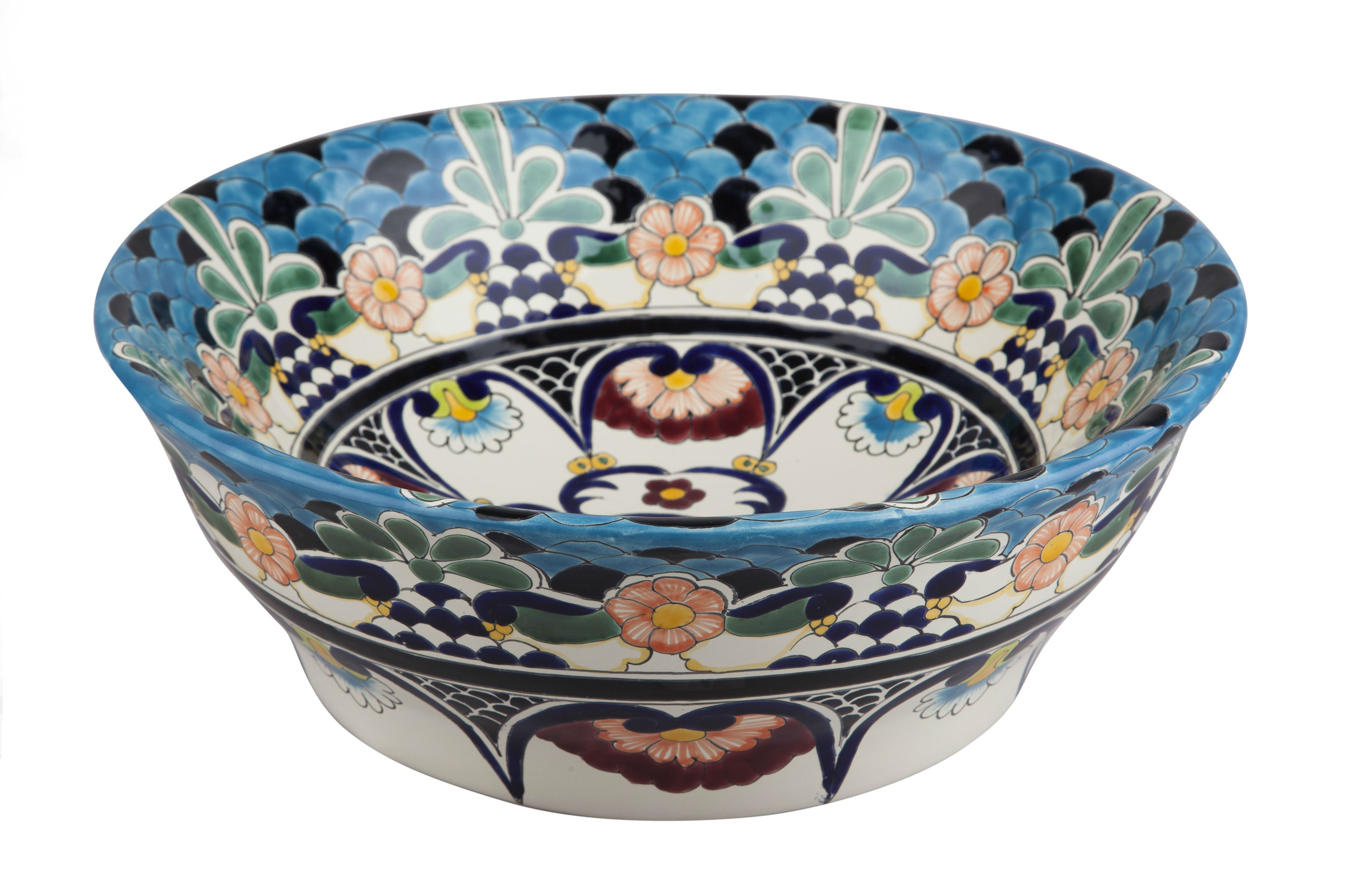 Lavabo mexicano de cerámica para encimera La Reina - Lavabo redondo con ...