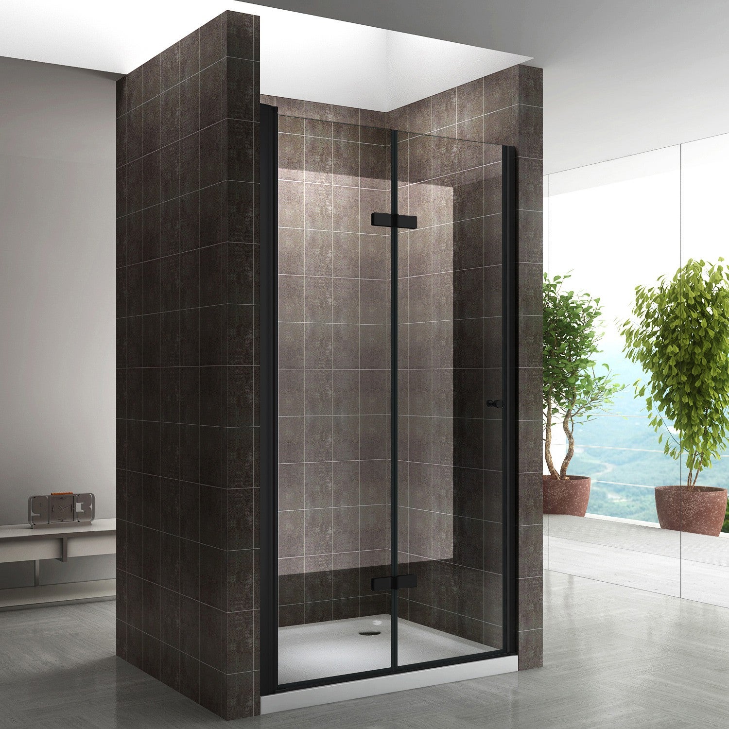 MONABLACK Porte de douche pliante H 195 cm noir largeur réglable de 96 ...