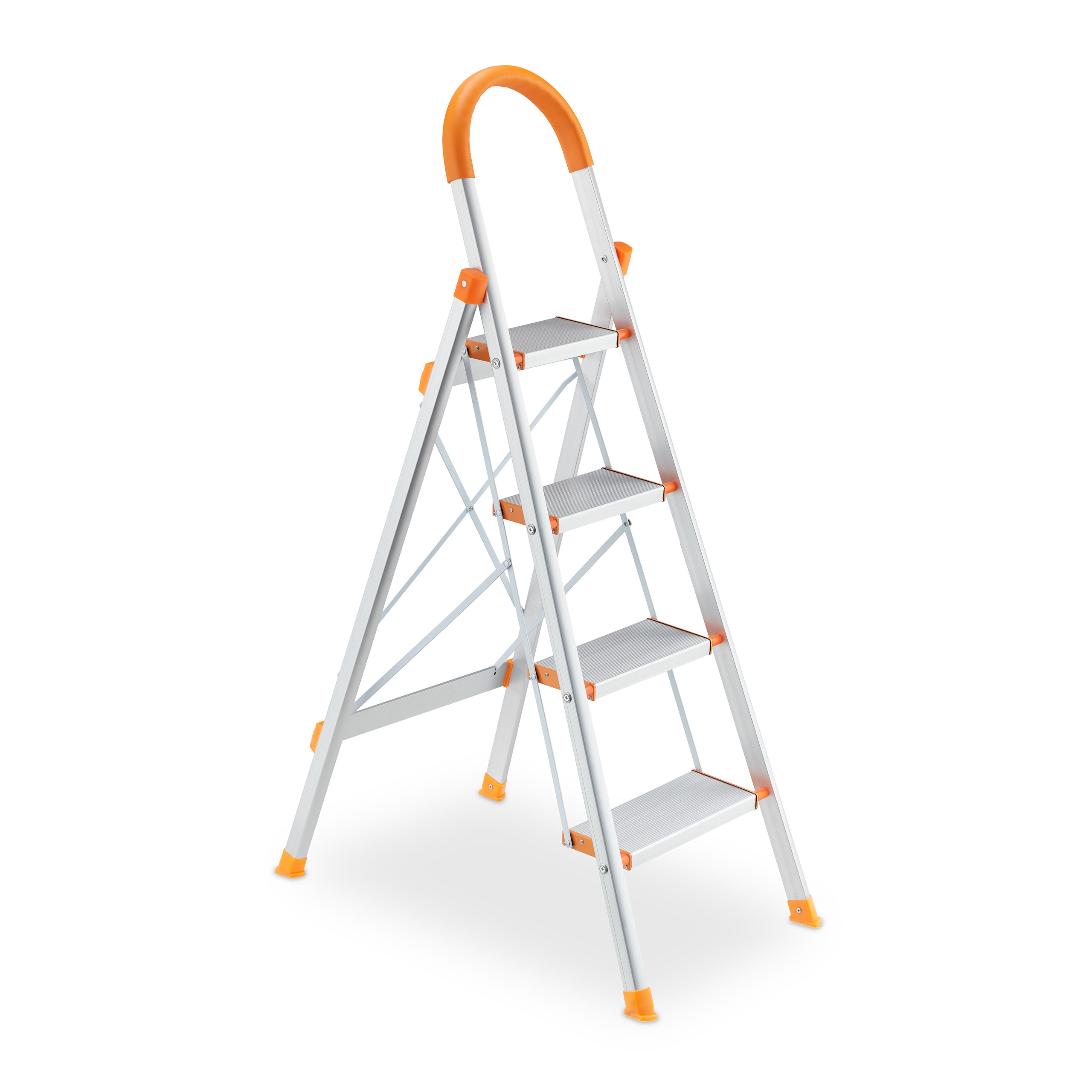 Relaxdays Escabeau pliable, aluminium, plastique, charge max. 150 kg, 4 ...