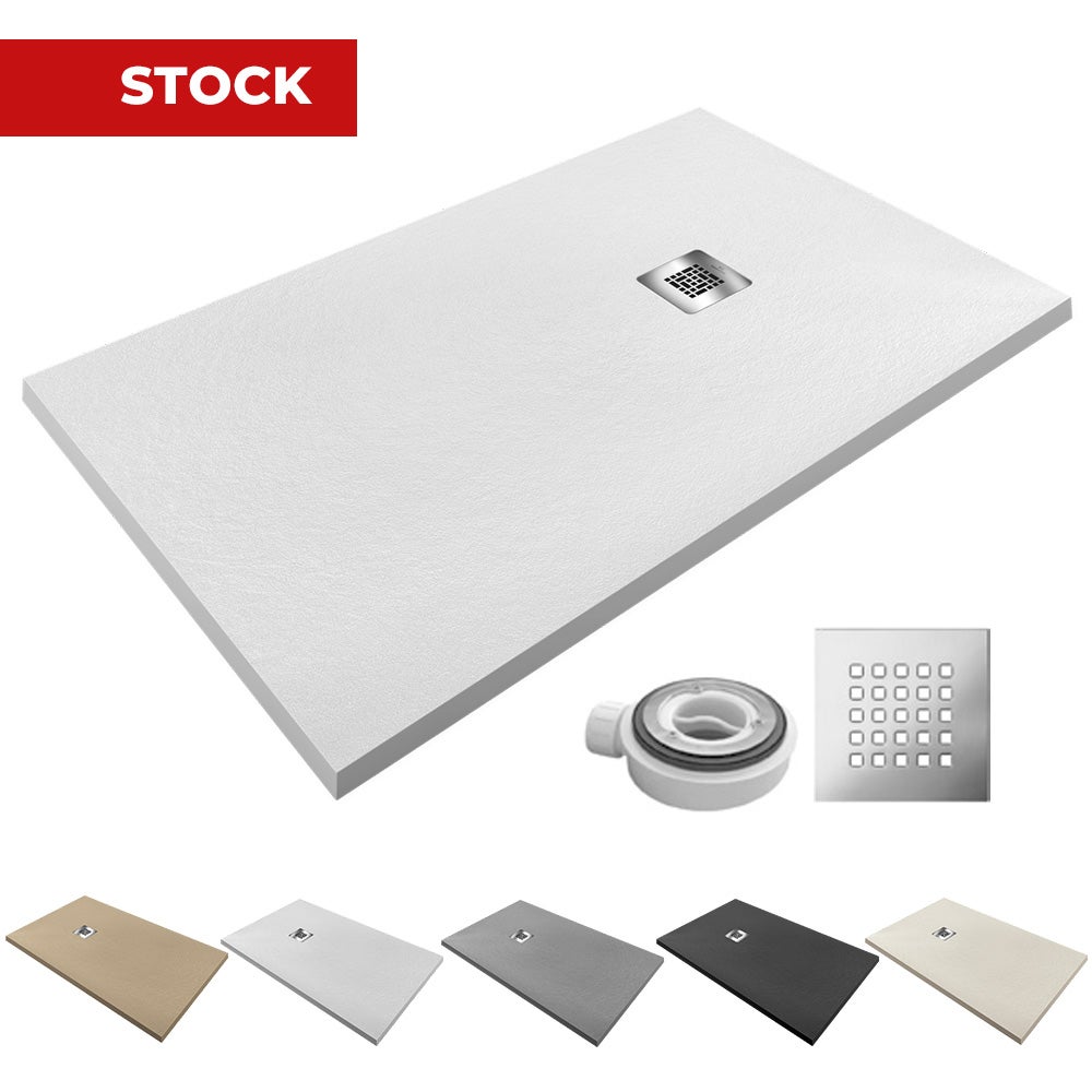 Plato de Ducha de Resina Antideslizante | Válvula de Desagüe y Rejilla ...