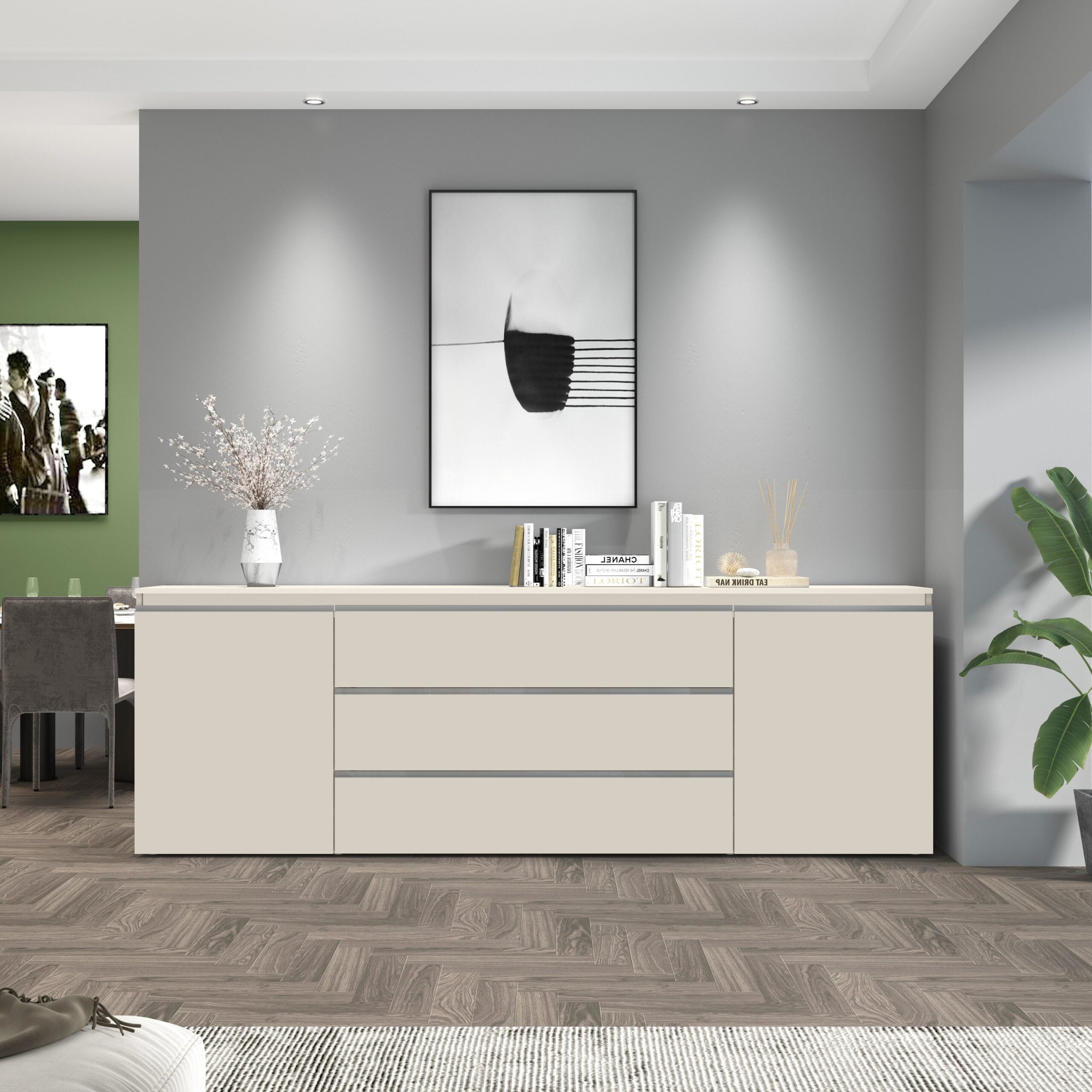 Buffet MAGIC avec 2 portes et 3 tiroirs cachemire 240x40x80 cm | Leroy ...