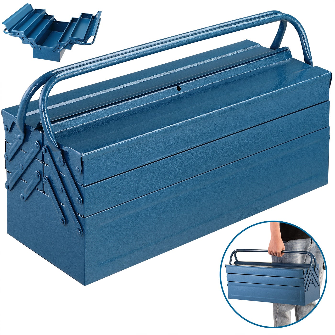 Boîte à outils vide bleu grand 5 compartiments caisse à outils mallette ...