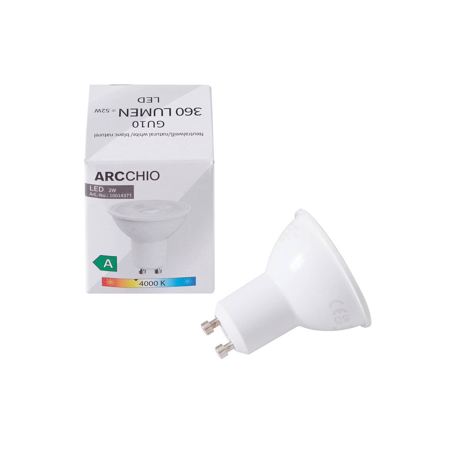Bombilla LED Arcchio, GU10 2 W, blanca, 4000 K, 360 lm, bombilla ...