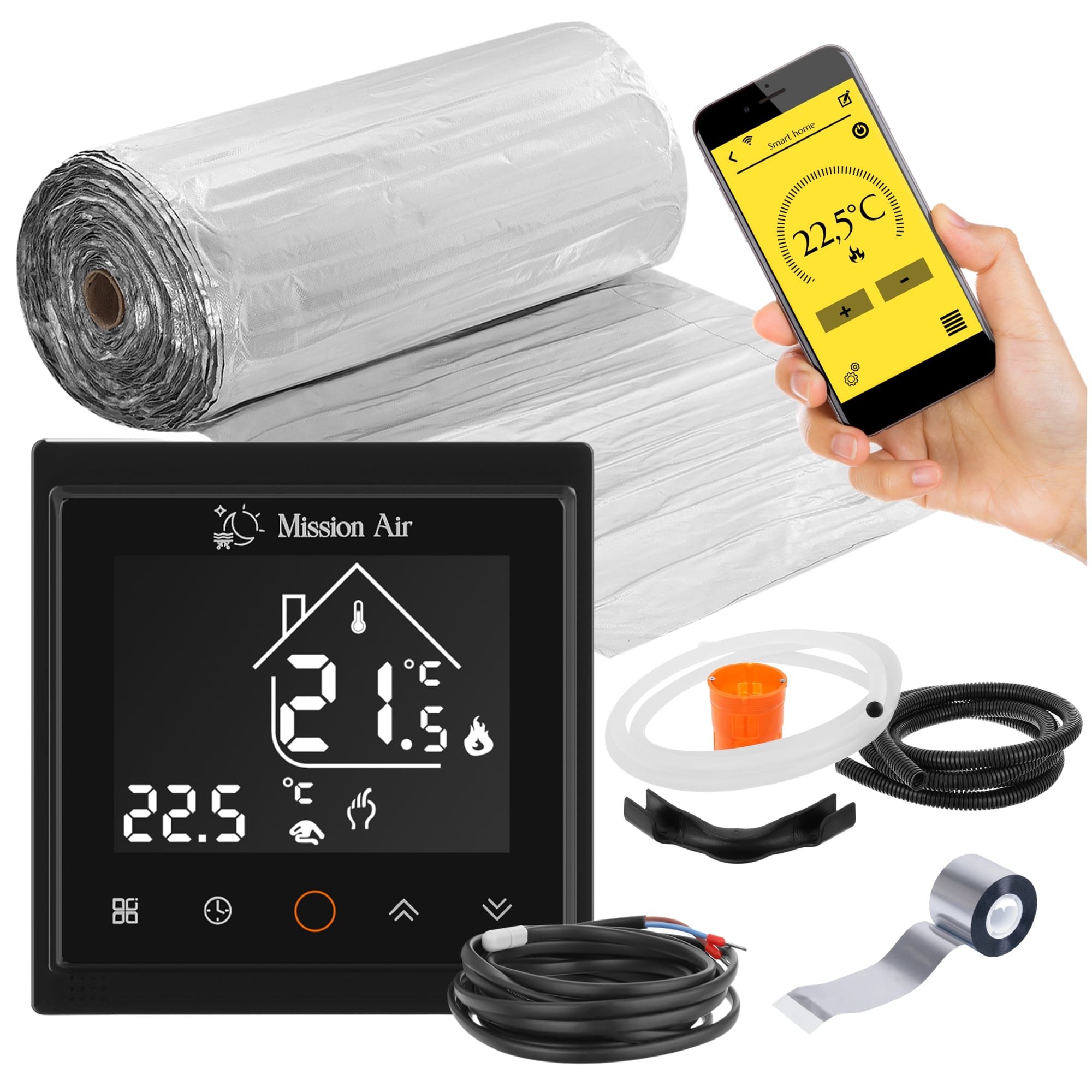 Zestaw mat grzewczych pod panele MAL-160 12m² + Libra Czarny - Leroy Merlin