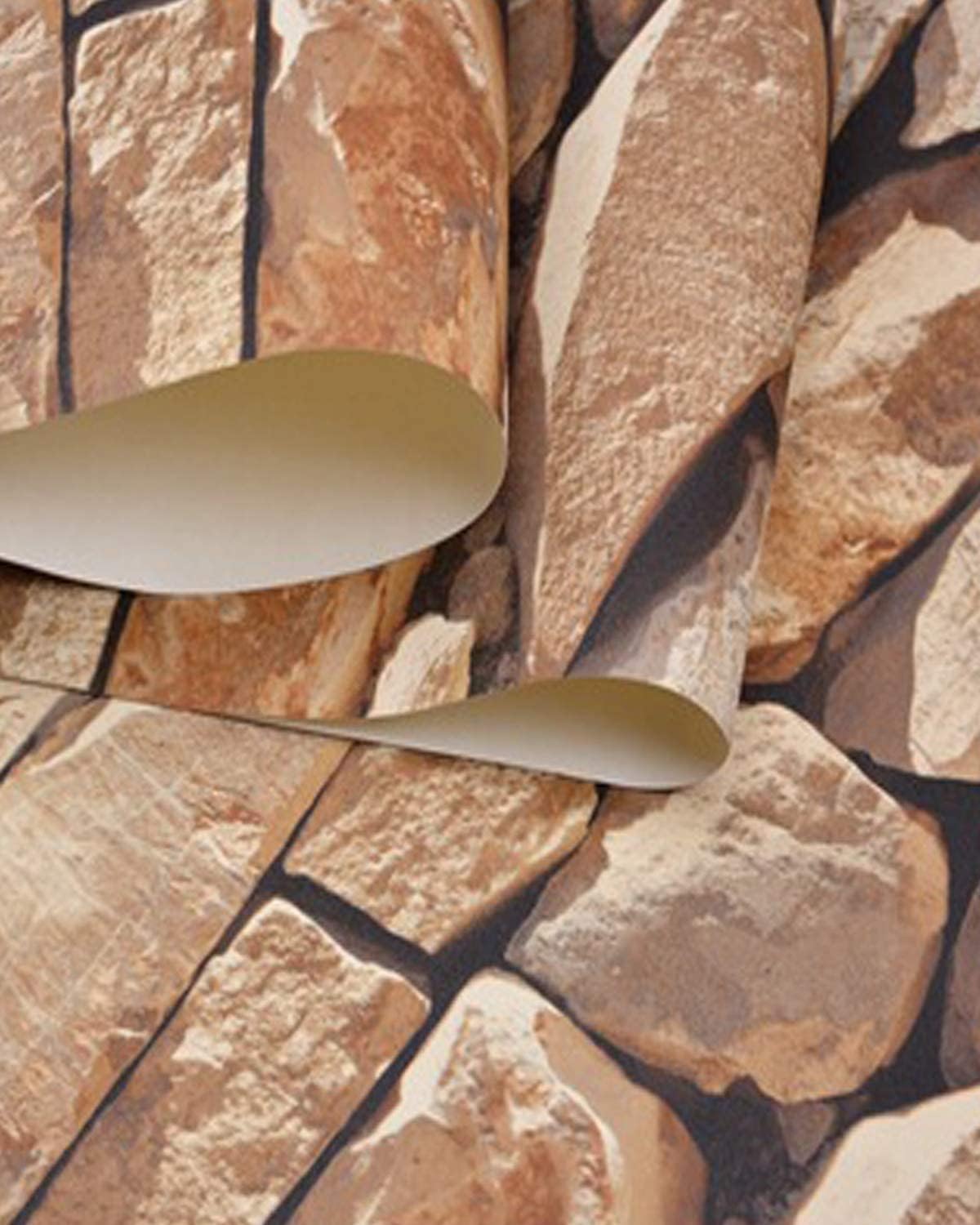 Papier peint trompe l'œil, aspect brique antique 9,5 m 0,53 m Pierre ...