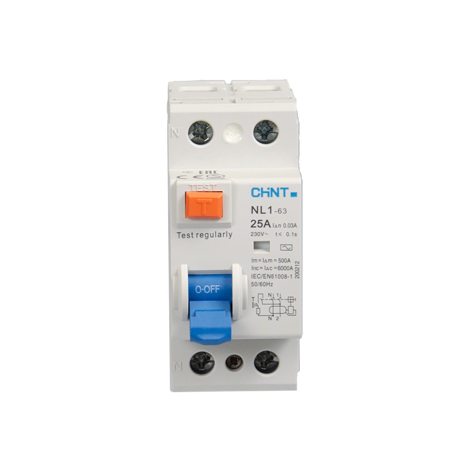 Disjoncteur Ã courant rÃ©siduel pur Chint NL1-63 25A 2P 30MA Type AC 2 ...