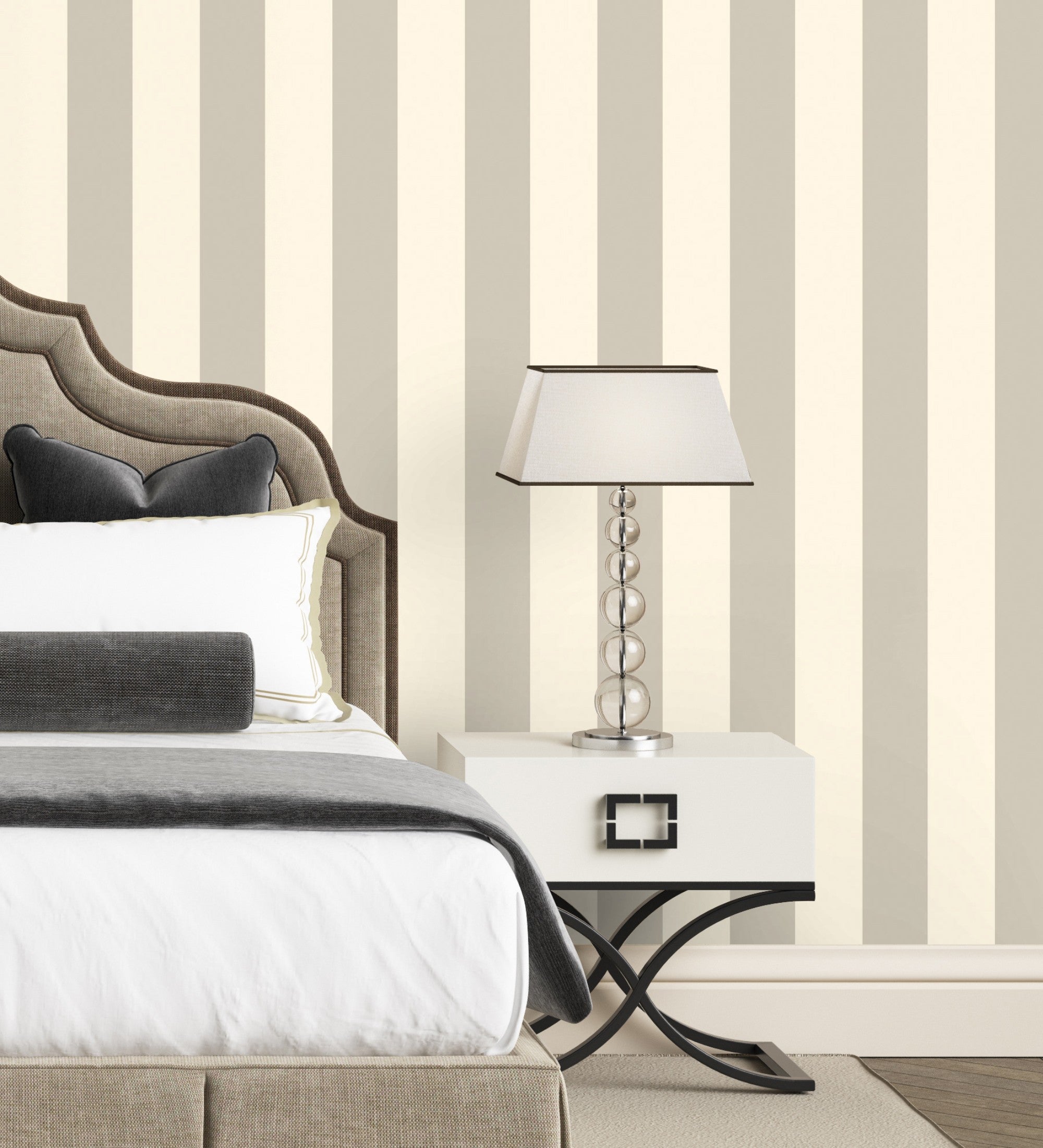 Papier peint à rayures, coloris gris nacré - Chelsea Stripes 683350 de ...