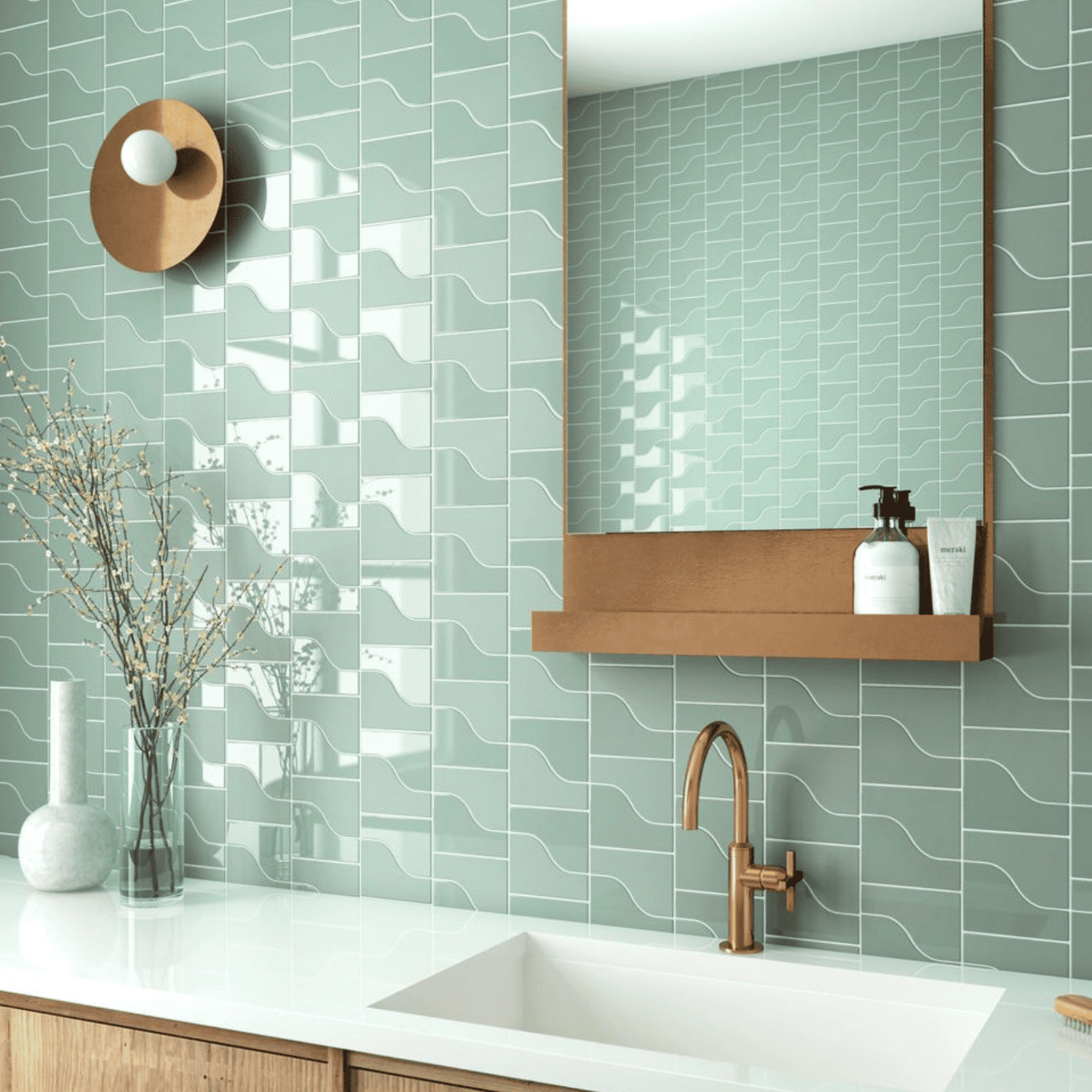 Carrelage mural faïence effet graphique REVERS 12x8,3cm 12x8.3cm Vert ...